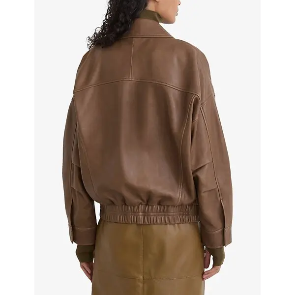REISS Maeve Relaxed-fit Leather Jacket
