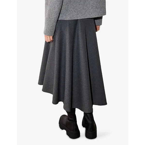 Whistles Draped Asymmetric Woven Midi Skirt