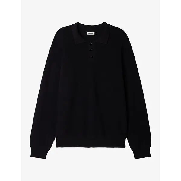 Sandro Collared Long-sleeve Alpaca-blend Polo