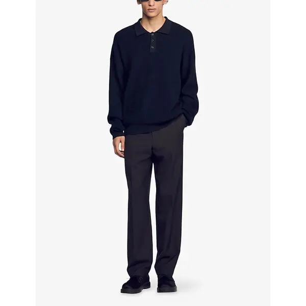 Sandro Collared Long-sleeve Alpaca-blend Polo