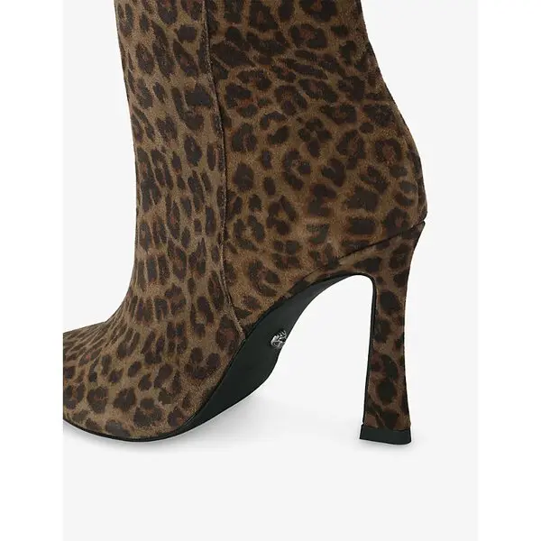 Kurt Geiger Candy Leopard Heeled Suede Ankle Boots