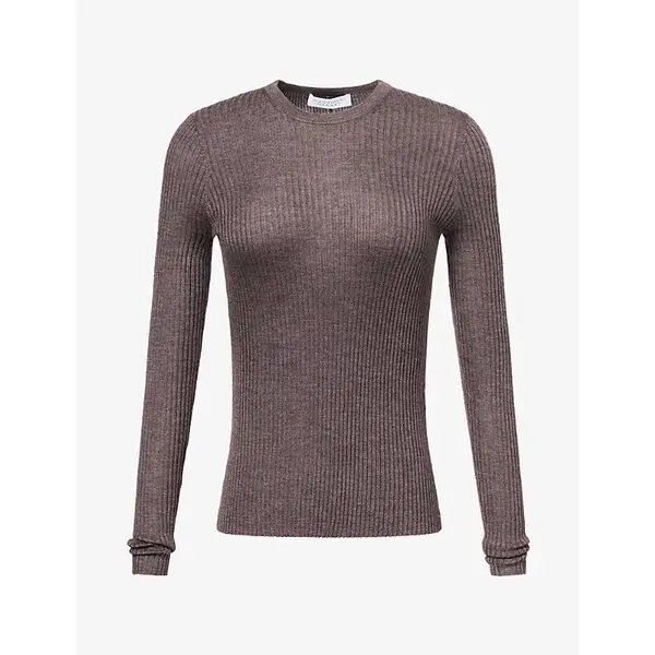 Gabriela Hearst Browning Rib Knit Cashmere-silk Top - Walnut
