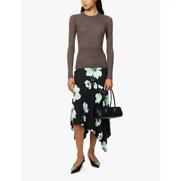 Gabriela Hearst Browning Rib Knit Cashmere-silk Top - Walnut
