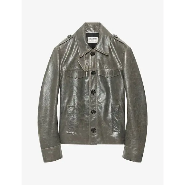 Zadig&Voltaire Veram Button-down Leather Jacket - Medium Grey