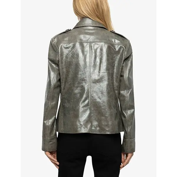 Zadig&Voltaire Veram Button-down Leather Jacket - Medium Grey