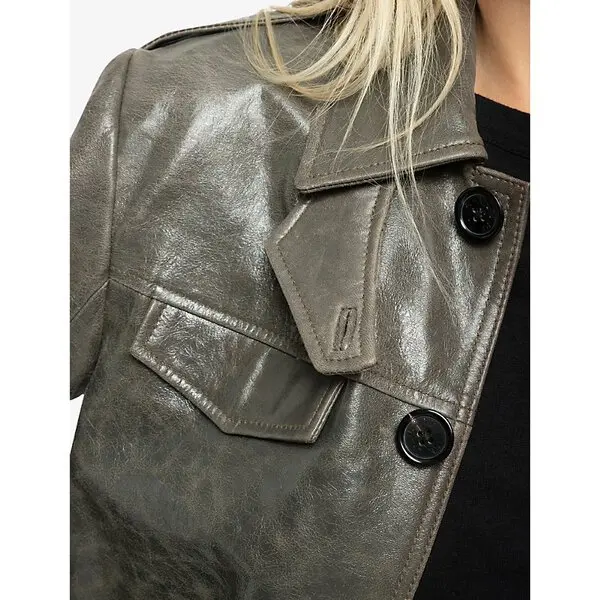 Zadig&Voltaire Veram Button-down Leather Jacket - Medium Grey