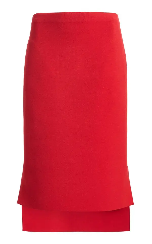 Brandon Maxwell The Gigi Compact Viscose Knee Skirt - Red
