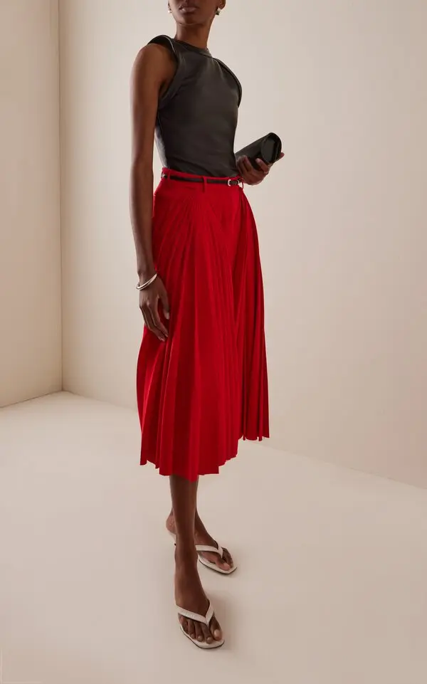Brandon Maxwell The Roxanne Pleated Culotte - Red