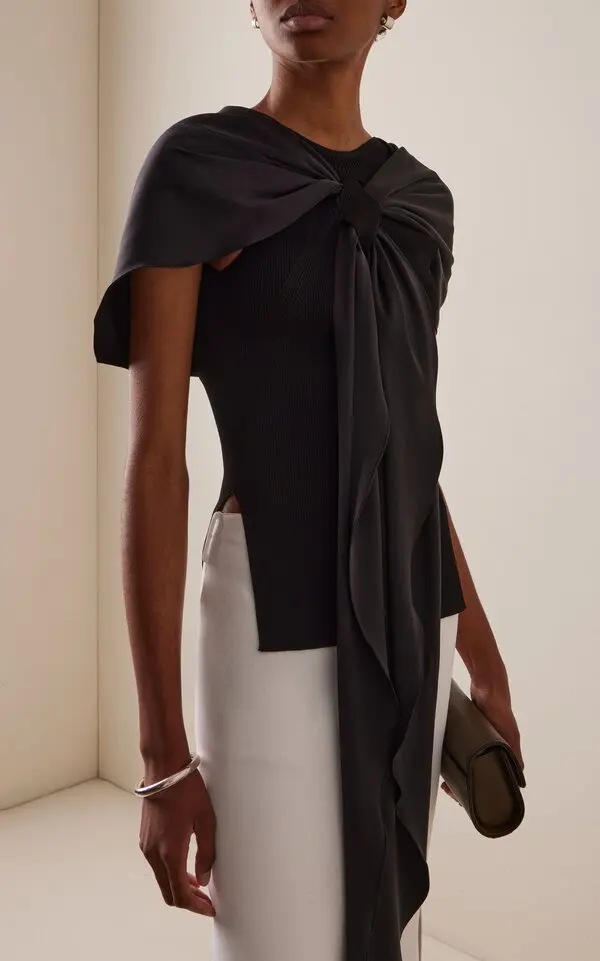 Brandon Maxwell The Lena Scarf-detailed Knit Tank Top