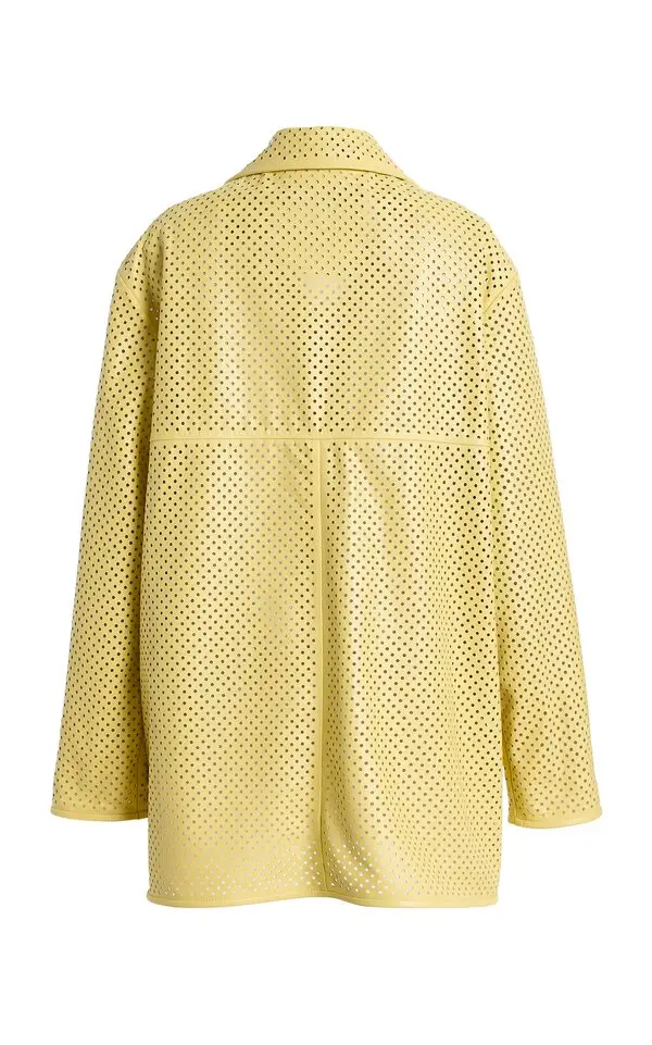 Brandon Maxwell The Crawford Perforated Leather Coat