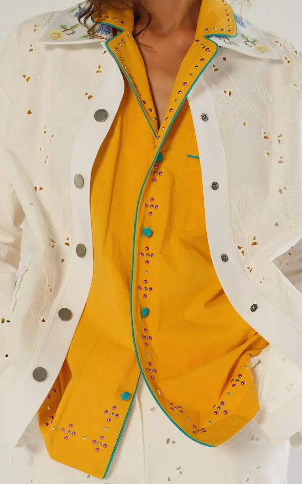 SIEDRES Dolly Cotton-blend Embroidered Shirt - Yellow