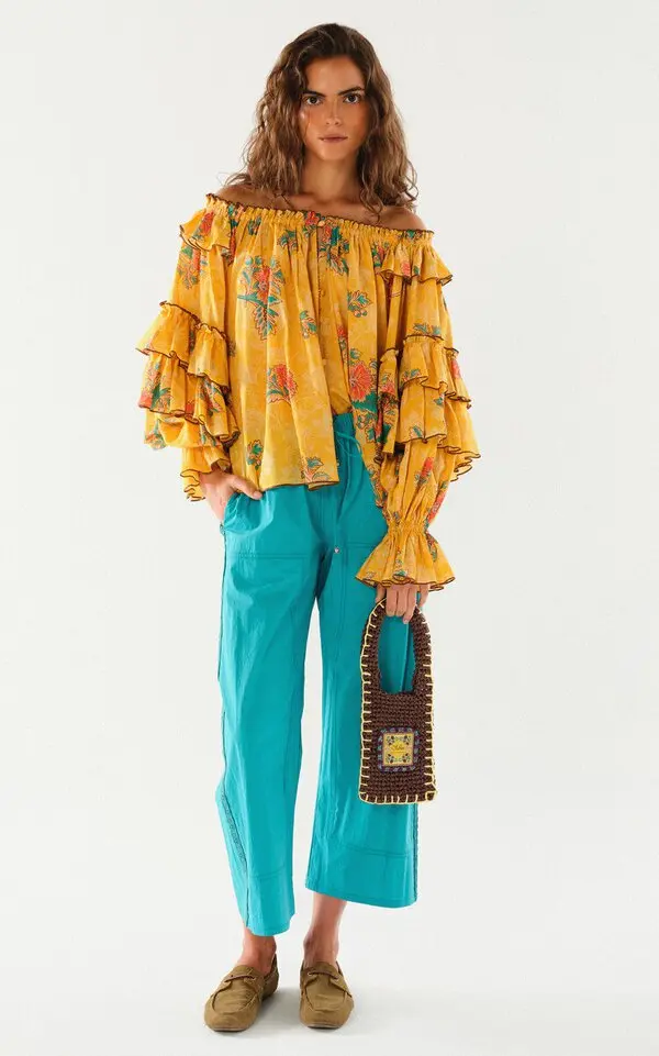 SIEDRES Terry Cotton-blend Cropped Pants - Turquoise