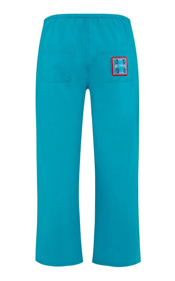 SIEDRES Terry Cotton-blend Cropped Pants - Turquoise