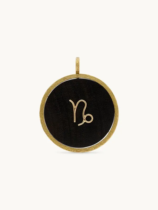Fred Leighton Contemporary And Ebony Wood Capricorn Pendant Antonia Miletto - Gold
