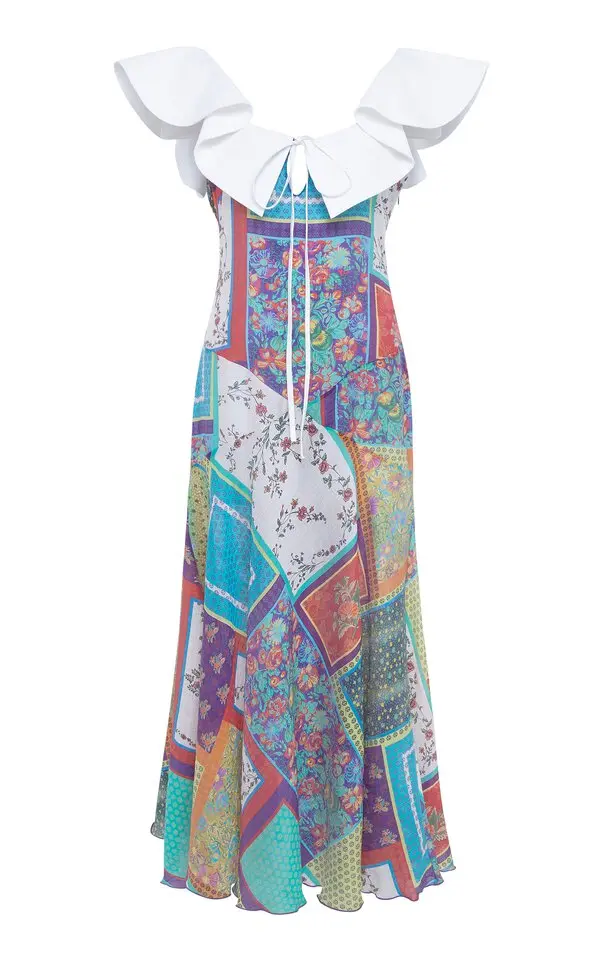 SIEDRES Caenes Patchwork-print Midi Dress