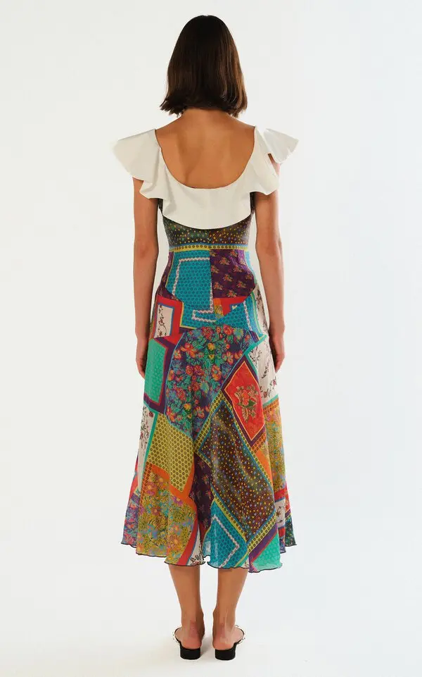 SIEDRES Caenes Patchwork-print Midi Dress