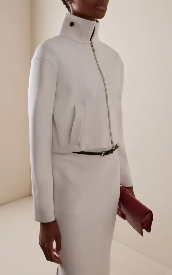 Brandon Maxwell The Alexis Sculpted Knit Bomber Jacket