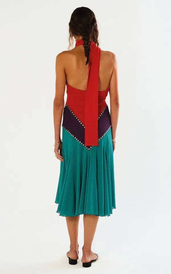 SIEDRES Raye Color-block Midi Dress