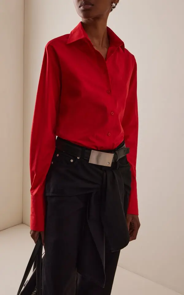 Brandon Maxwell The Francesca Cotton Shirt - Red