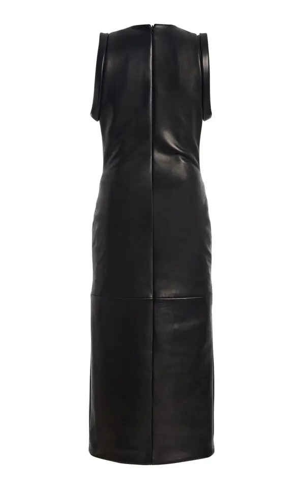 Brandon Maxwell The Gia Plunged Leather Midi Dress