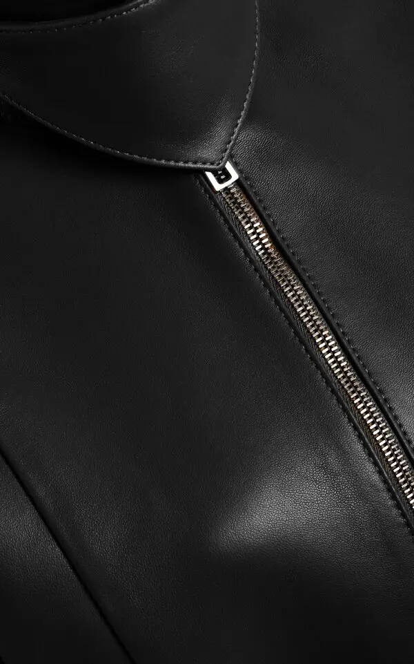 Brandon Maxwell The Alexis Sculpted Leather Bomber Jacket - Black