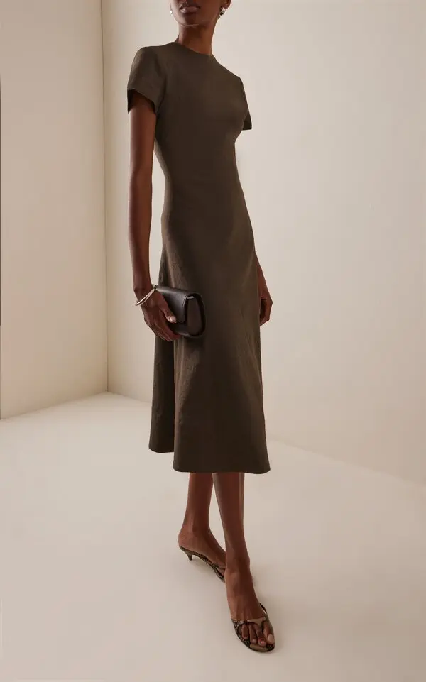 Brandon Maxwell The Ridley Linen-blend Midi Dress