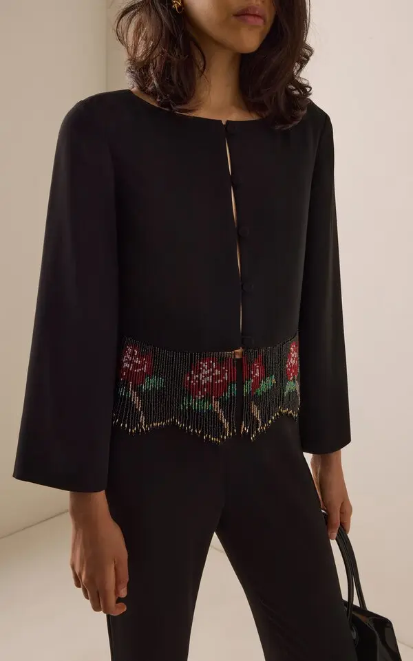 Posse Exclusive Rosanna Embellished Crepe Top