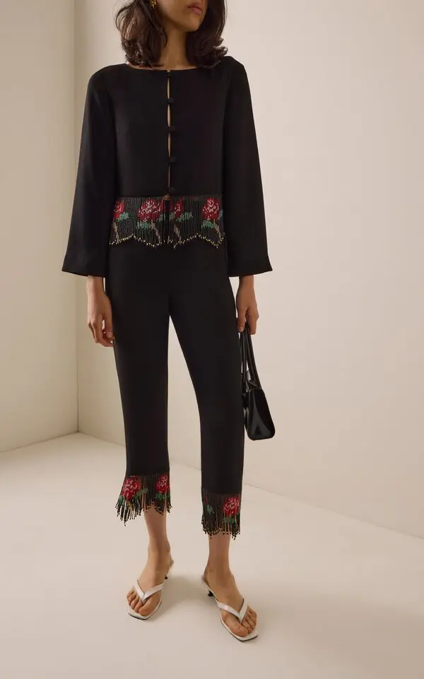 Posse Exclusive Rosanna Embellished Crepe Top