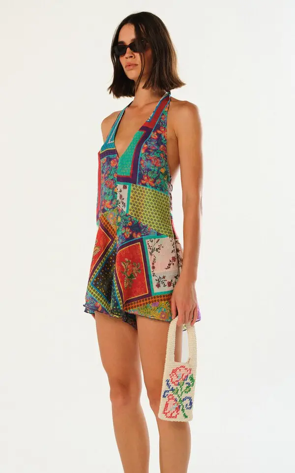 SIEDRES Suliens Patchwork-print Playsuit