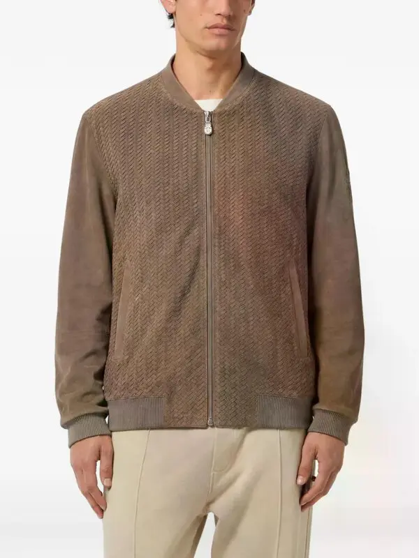 BILLIONAIRE Woven-panel Alexander Leather Jacket