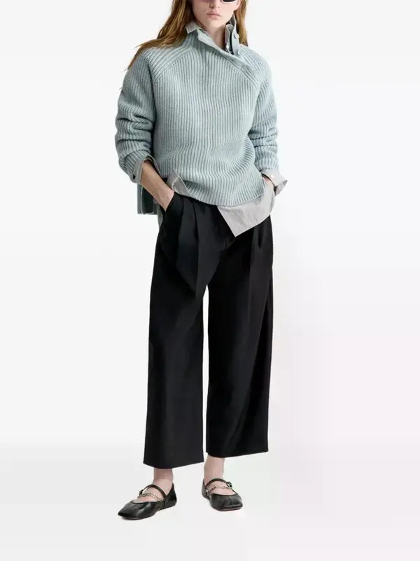 Maison Kitsuné Ribbed-knit Button-shoulder Sweater