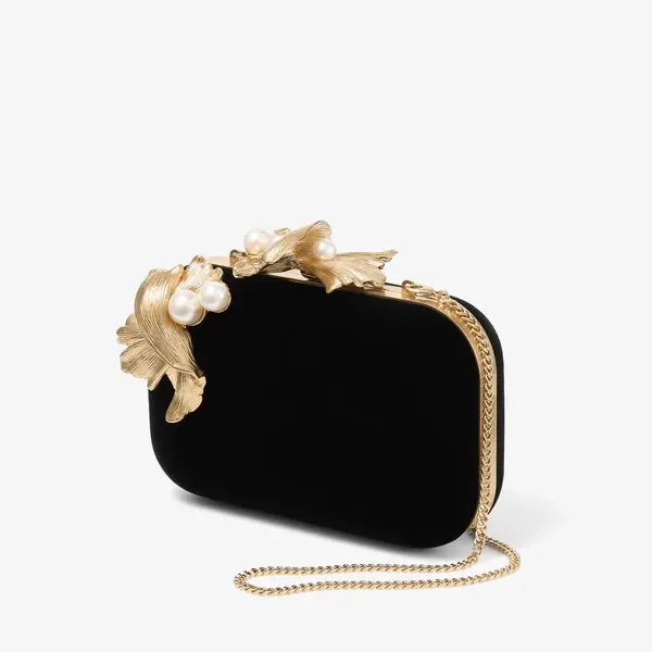 JIMMY CHOO Cloud Velvet Clutch Bag With Wave Pearl Closure