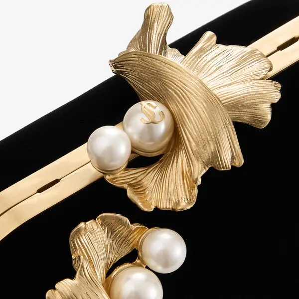 JIMMY CHOO Cloud Velvet Clutch Bag With Wave Pearl Closure