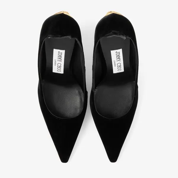 JIMMY CHOO Ithaca 95 Velvet Pumps With Pearl-embellished Wedge