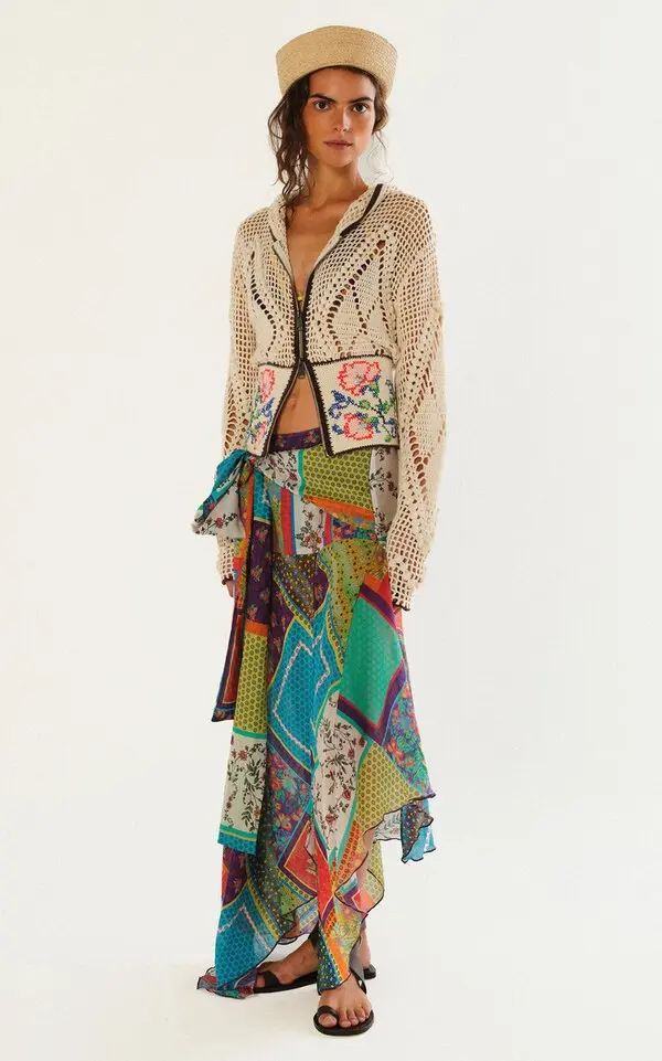SIEDRES Lumier Patchwork-print Maxi Skirt