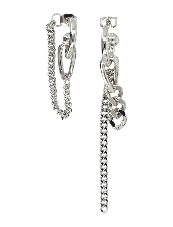 JUSTINE CLENQUET Asymmetrical Chain Drop Earrings - Argento