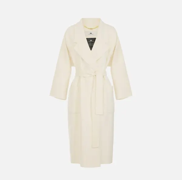 Elisabetta Franchi Belted Overcoat With Statement Fit - Burro