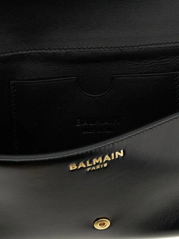 Balmain Smooth Leather Mini Top Handle Bag With Pb Monogram And Removable Strap