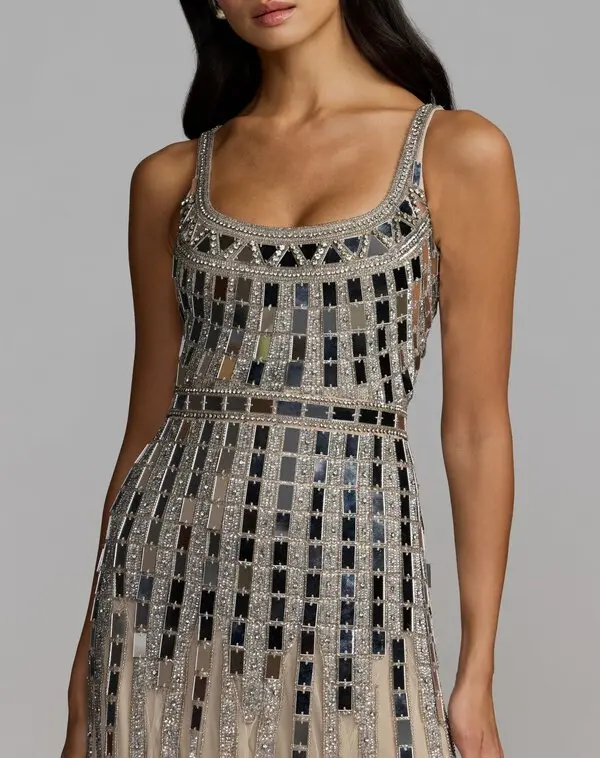 MAC DUGGAL COLLECTION Mirror Embellished Sleeveless Evening Gown