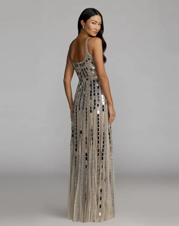 MAC DUGGAL COLLECTION Mirror Embellished Sleeveless Evening Gown