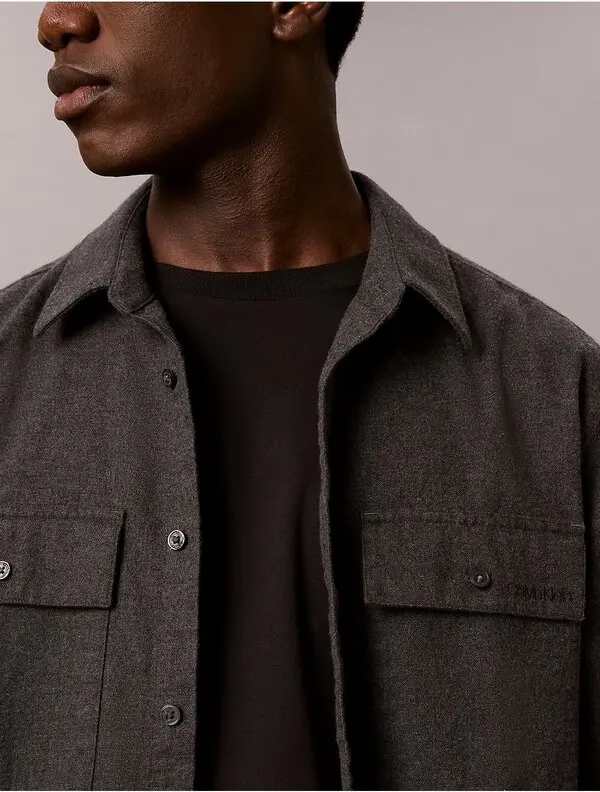 Calvin Klein Melange Flannel Classic Button-down Shirt