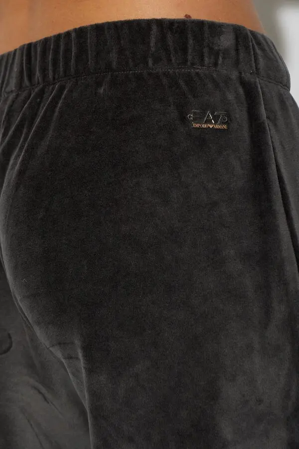 EA7 Velvet Track Pants With Logo - Grey