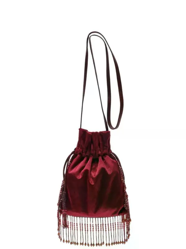 Malìparmi Rugiada Beaded Velvet Bucket Bag - Red