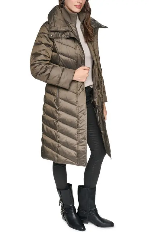 Andrew Marc Clements Chevron Quilted Puffer Coat - Truffle