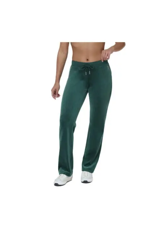 Juicy Couture Rib Waist Velour Track Pants With Rhinestone Bling - Junebug