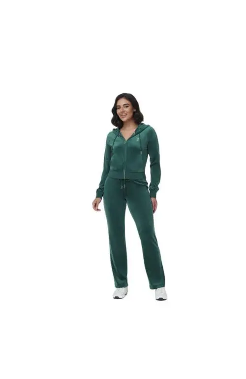 Juicy Couture Luxe Velour Rhinestone Zip Hoodie, - Junebug