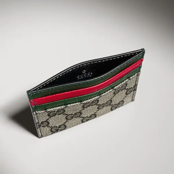 Gucci Card Case With Web Card Slots Original Gg Fabric