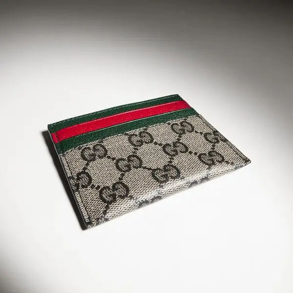 Gucci Card Case With Web Card Slots Original Gg Fabric