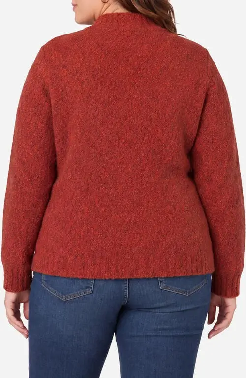 LIVERPOOL Mock Neck Bouclé Sweater With Button Detail