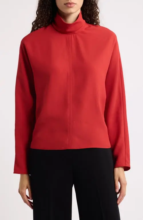 Mango Fresa Mock Neck Top - Red